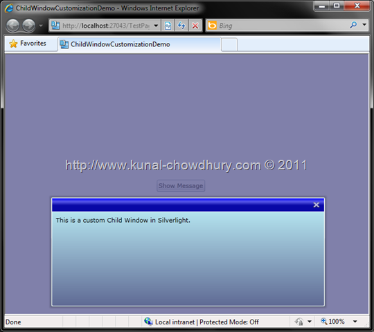 Customizing Silverlight ChildWindow Style using Blend | Kunal Chowdhury